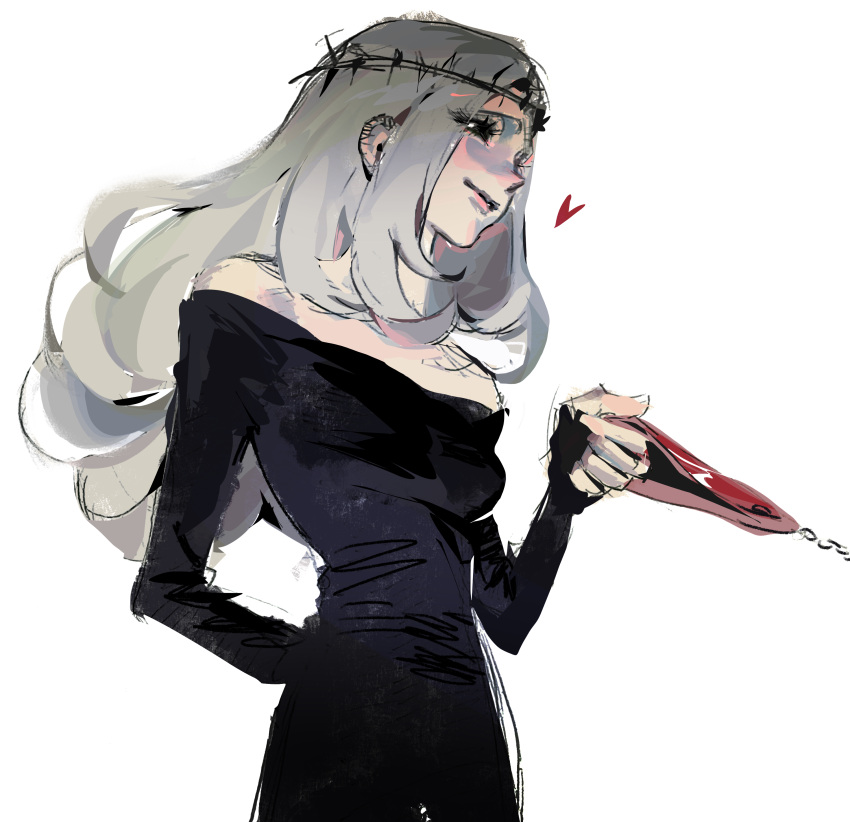 Safebooru - 1girl absurdres bare shoulders black dress black eyes crown ...