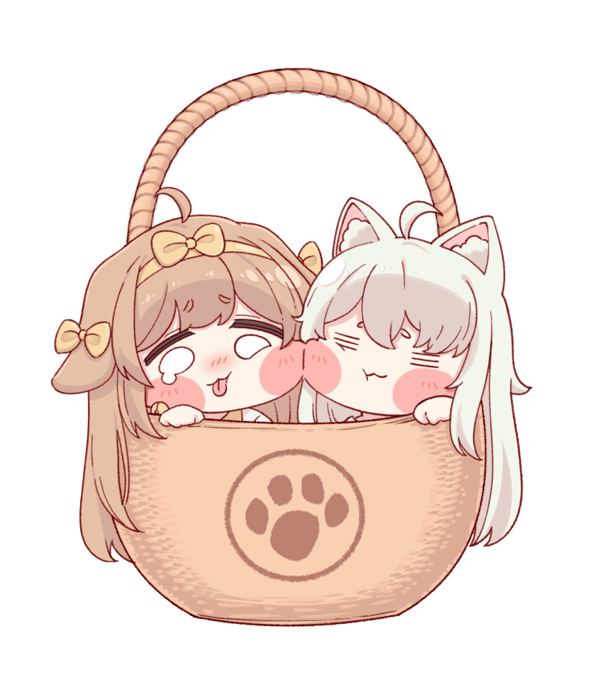 Safebooru - 2girls :3 :p absurdres ahoge anavi animal ear fluff animal ...