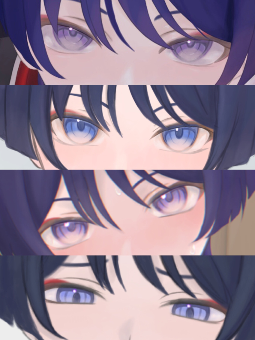 Safebooru - 2boys absurdres black hair black kimono blue eyes blunt ends bright pupils column ...