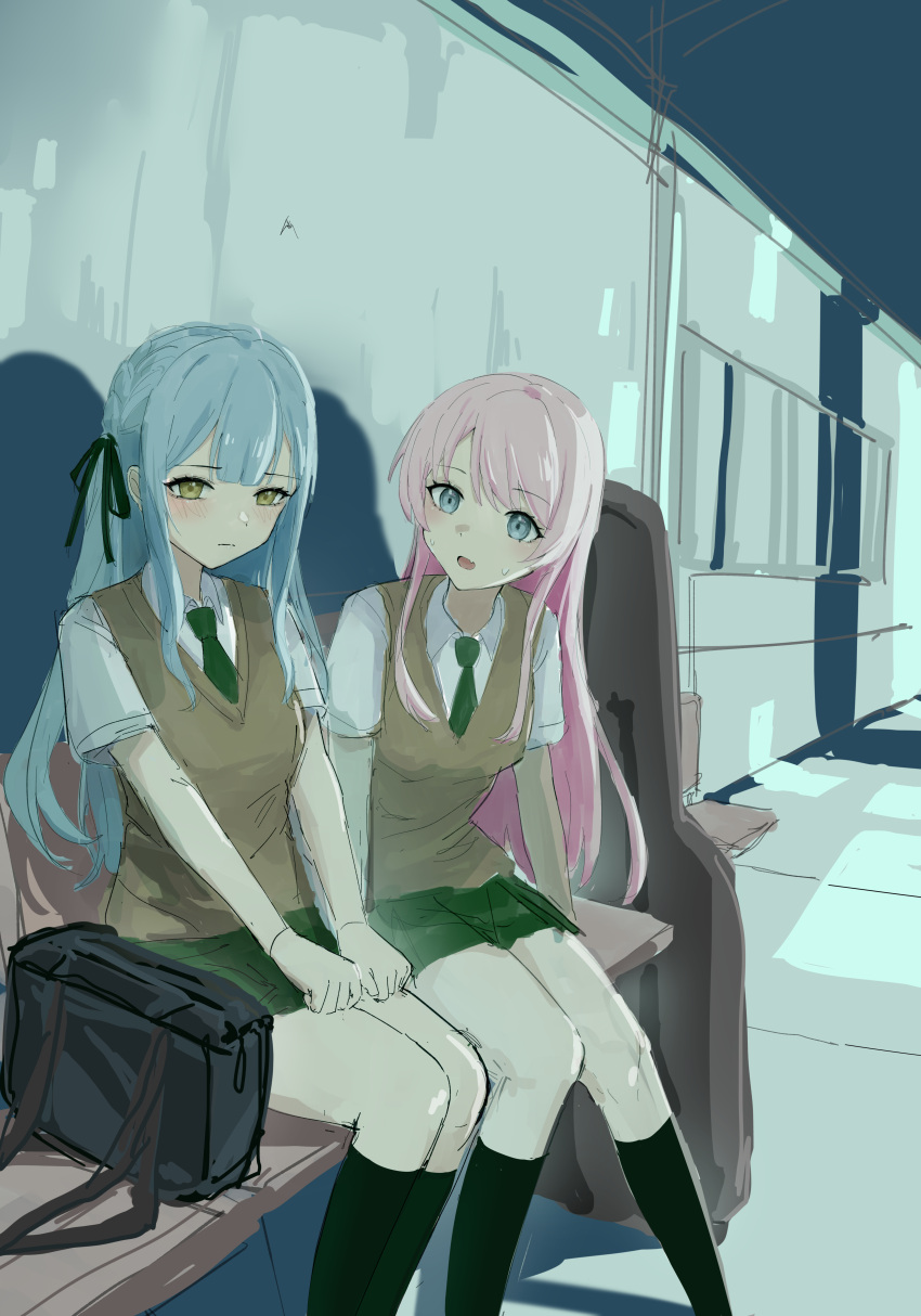 Safebooru - 2girls absurdres bag bang dream! bang dream! it's mygo!!!!! black bag blue hair ...