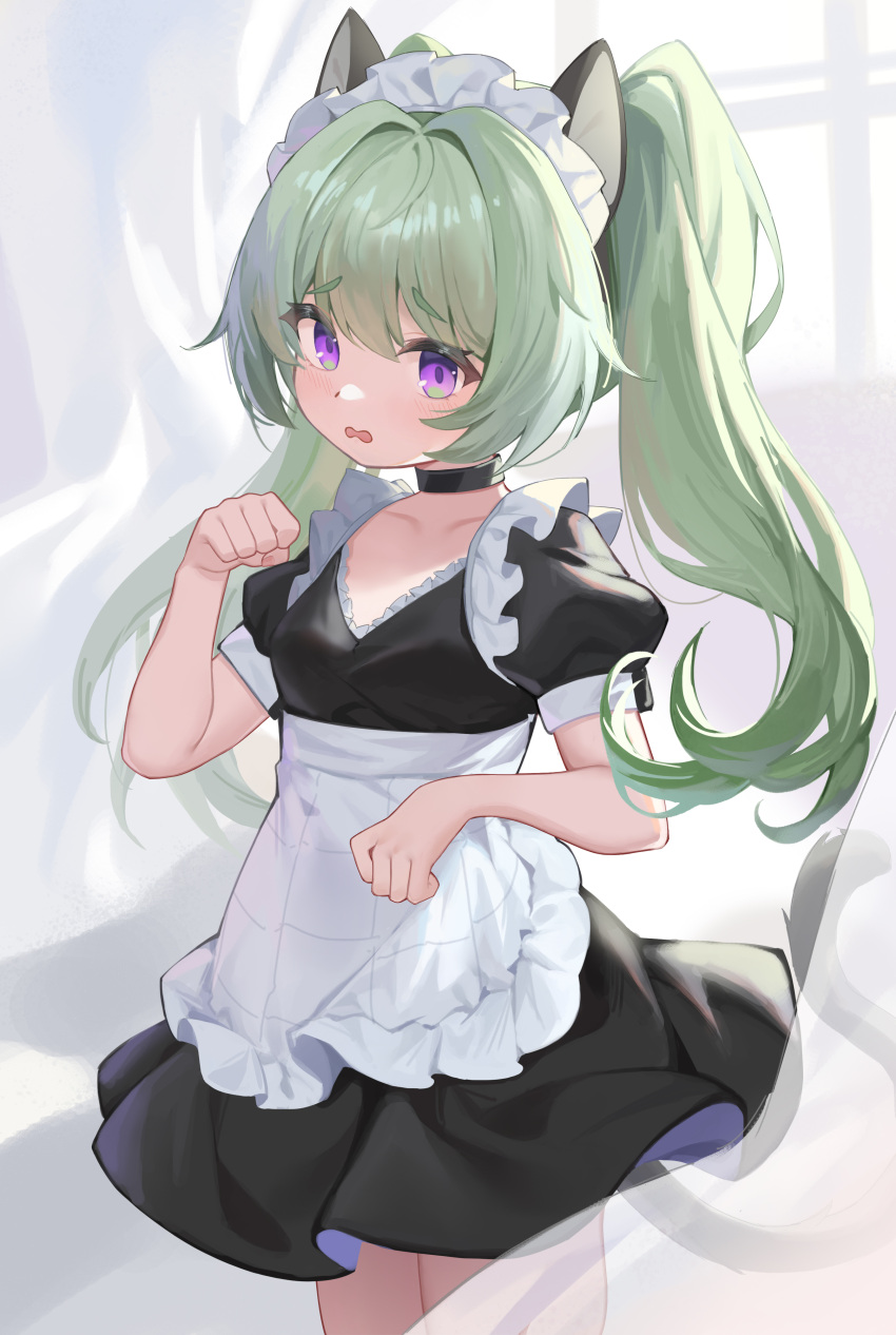 Safebooru - 1girl absurdres alternate costume animal ears apron black choker black dress blush ...