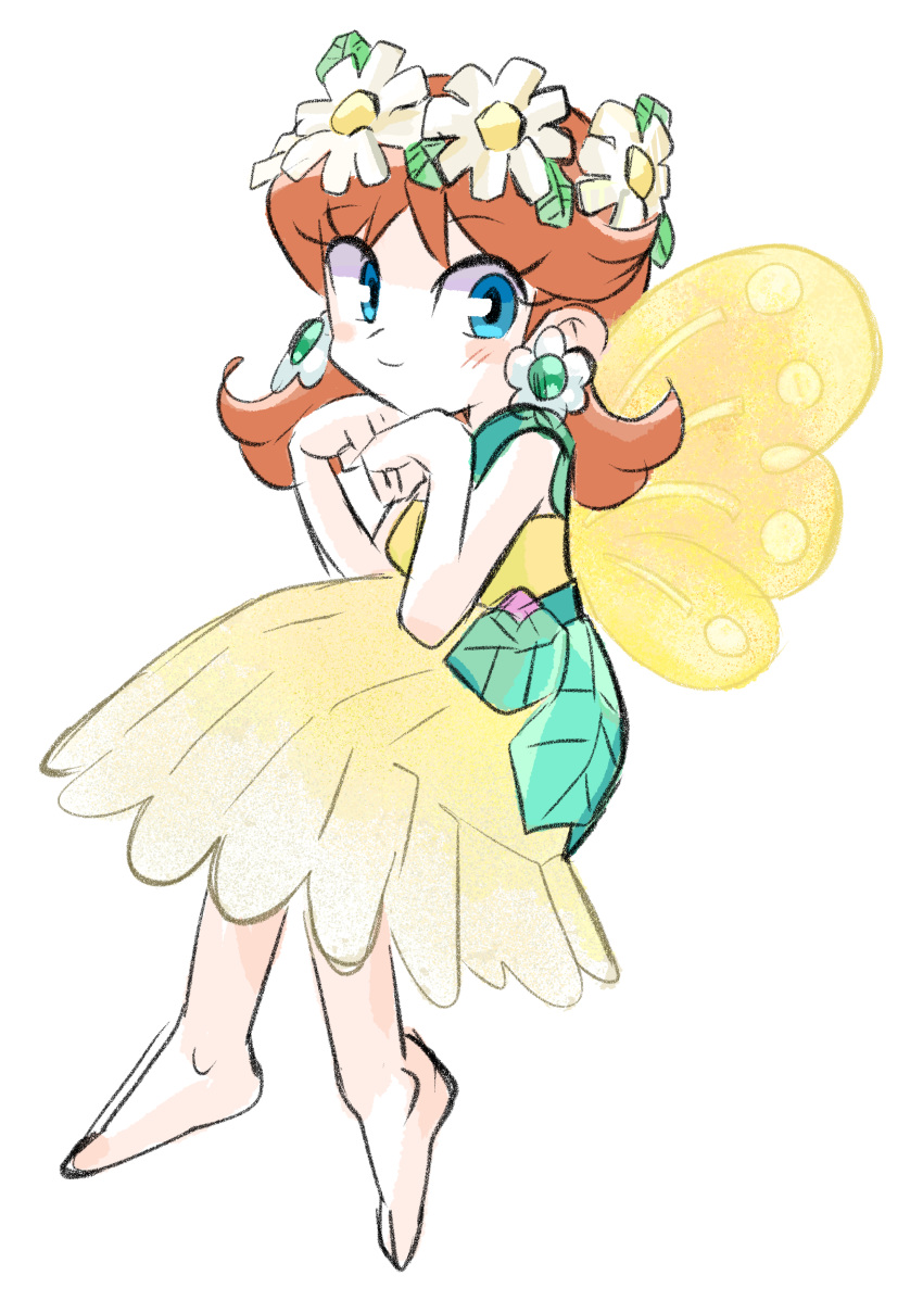 Safebooru - 1girl absurdres brown hair dress earrings fairy fairy wings ...