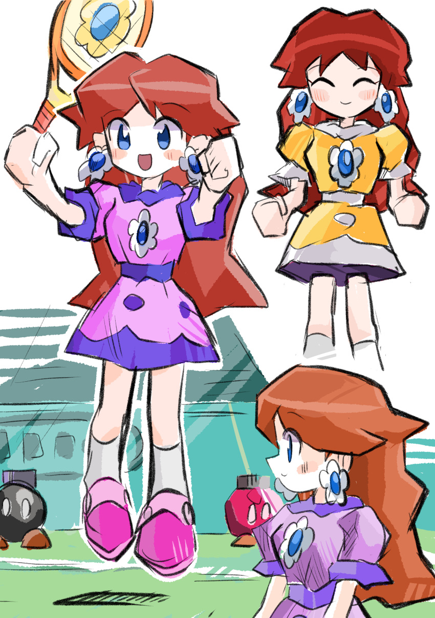 Safebooru - 1girl absurdres bare legs blue eyes bob-omb brown hair ...