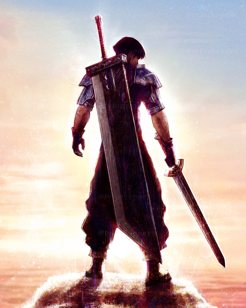 Safebooru - 1boy absurdres aged down angeal hewley armor black footwear black hair black pants ...