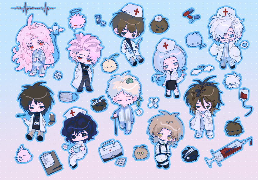 Safebooru - 1girl 6+boys ? absurdres alternate costume antenna hair ...