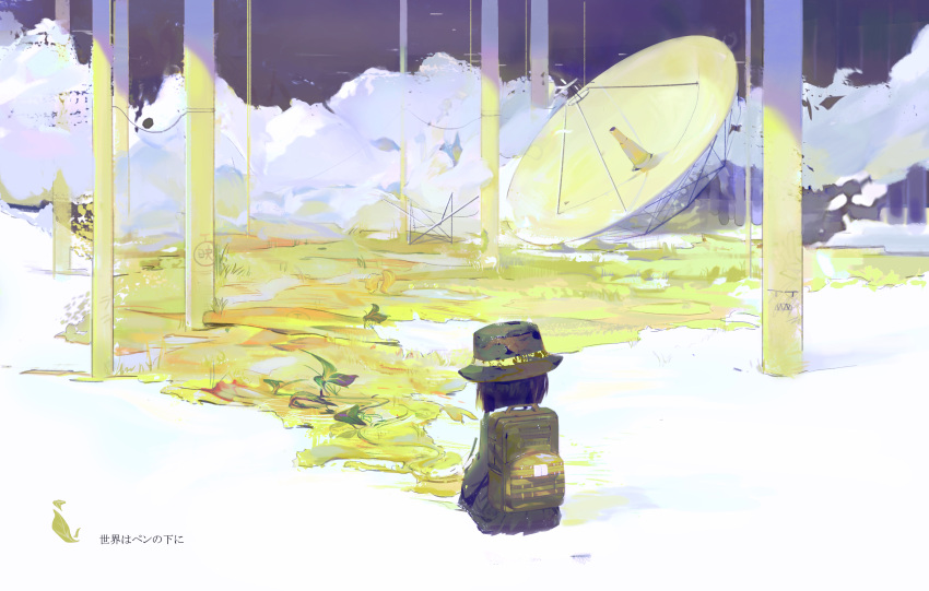 Safebooru - 1girl absurdres asakusa midori backpack bag black hair boonie hat camouflage bag ...