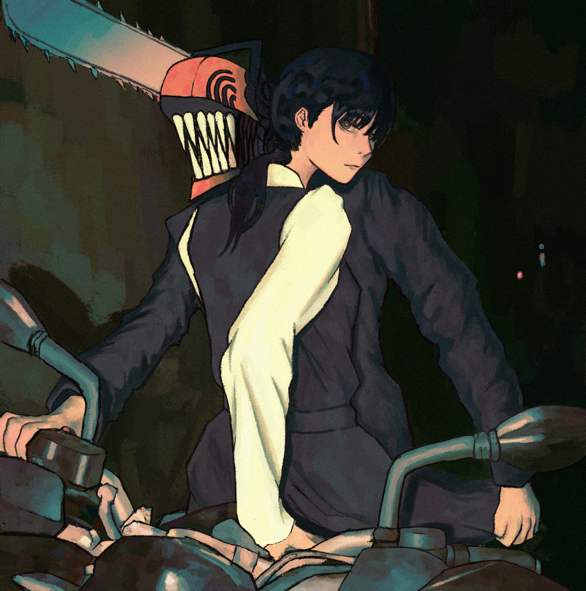 Safebooru - 1boy 1girl black dress black hair brown eyes chainsaw chainsaw man closed mouth ...