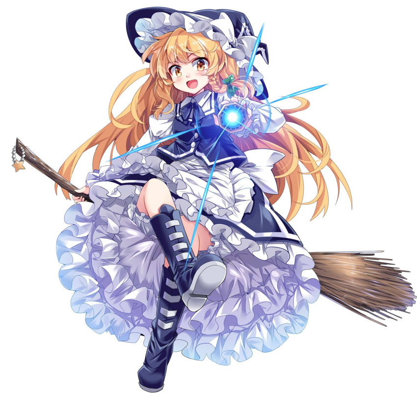 Safebooru - 1girl aiming at viewer blonde hair broom broom riding e.o ...