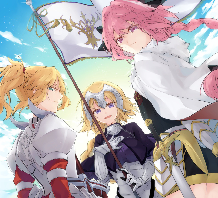 Safebooru - 1boy 2girls armor armored dress blonde hair blue eyes blush ...