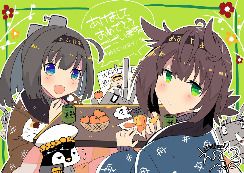 Safebooru - 3girls absurdres akizuki (kantai collection) alternate costume artist name bird ...
