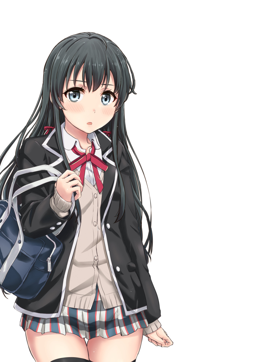 Safebooru 1girl Black Hair Blazer Blue Eyes Blush Cardigan Highres 9821