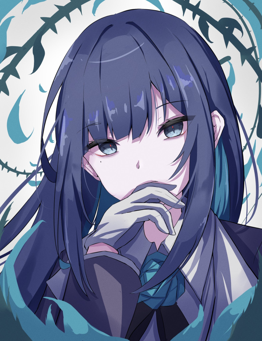 Safebooru - 1girl ado (utaite) black hair blue eyes blue flower blue ...