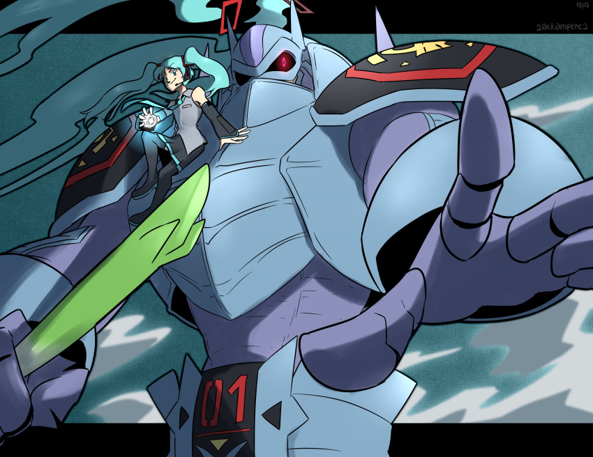 Safebooru - absurdres armor black skirt blue armor blue eyes blue hair craniummon crossover ...