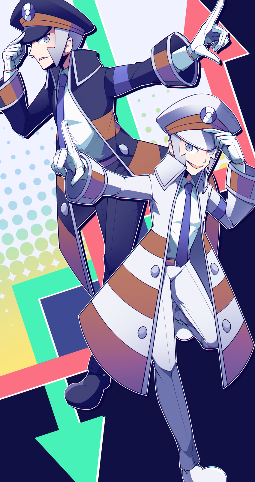 Safebooru - 2boys absurdres black coat black hat brothers buttons coat ...