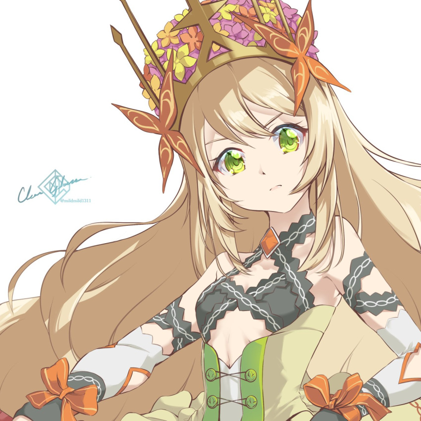 Safebooru - 1girl bare shoulders blonde hair bow butterfly hair ornament celine (fire emblem ...