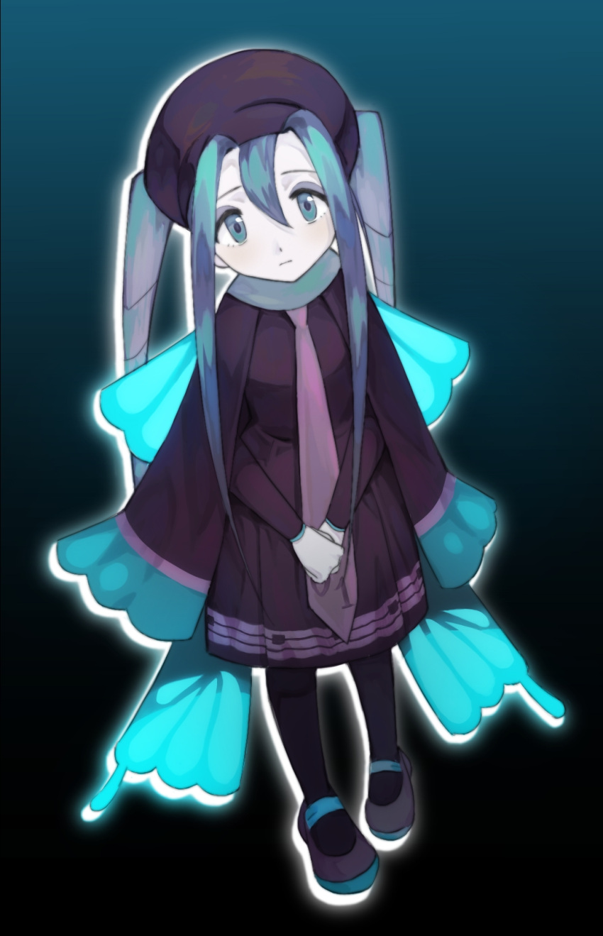 Safebooru - 1girl beret black pantyhose blue eyes blue hair bug miku ...