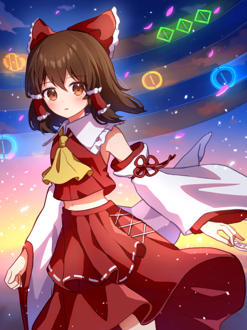 Safebooru - 1girl adapted costume ascot blush bow brown eyes brown hair commentary request ...