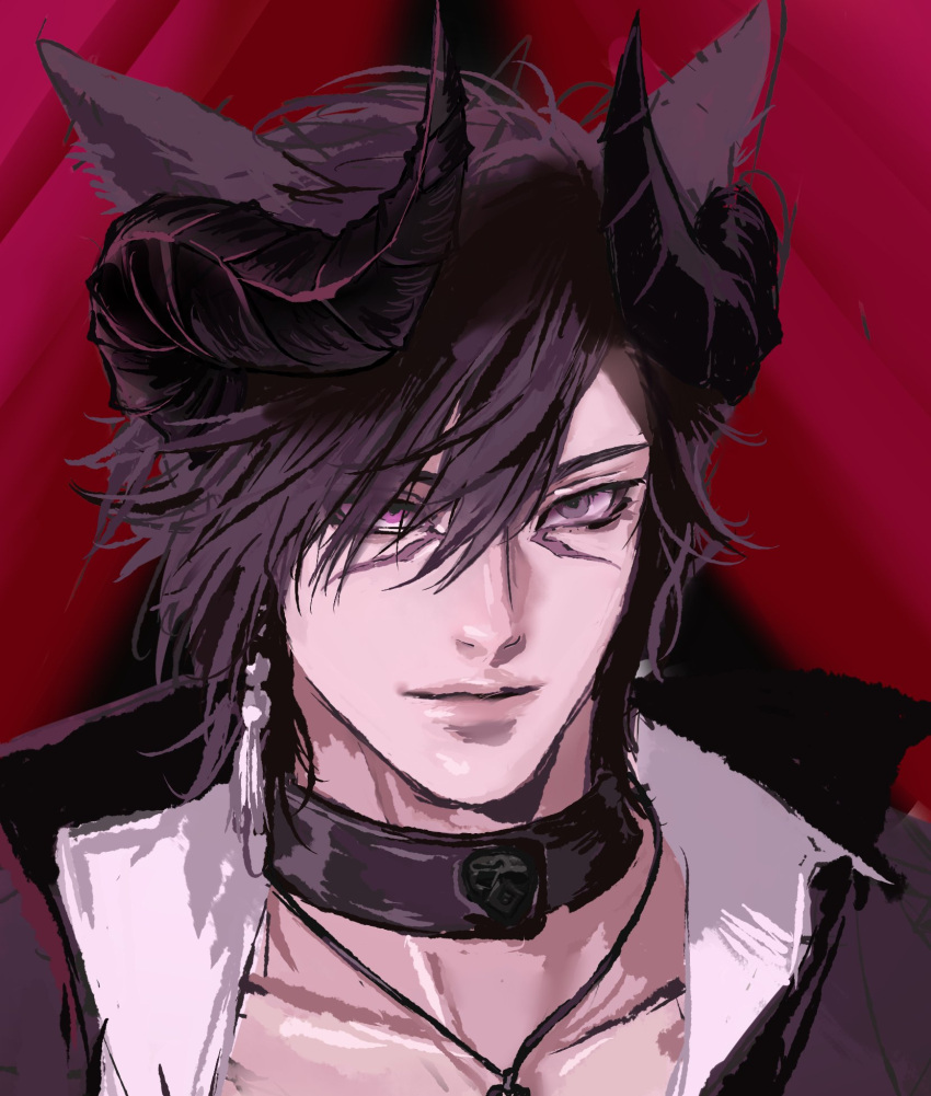 Safebooru - 1boy 37drg animal ears asymmetrical bangs black choker black hair black jacket cat ...