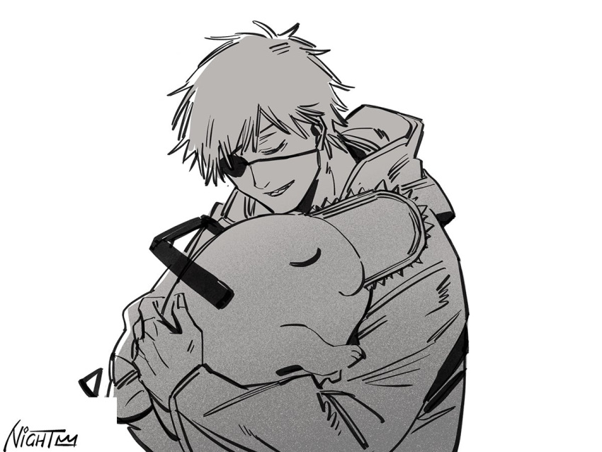Safebooru - 1boy chainsaw man denji (chainsaw man) eyepatch greyscale ...