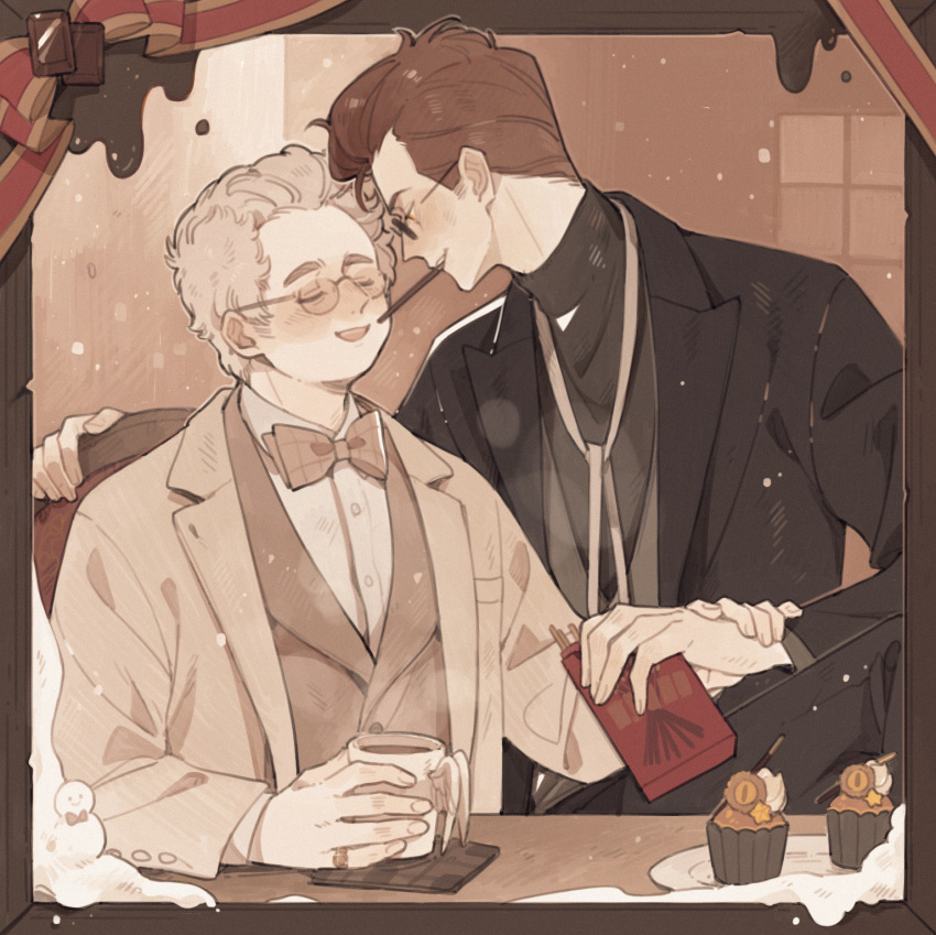 Safebooru - 2boys angel aziraphale (good omens) crowley (good omens ...