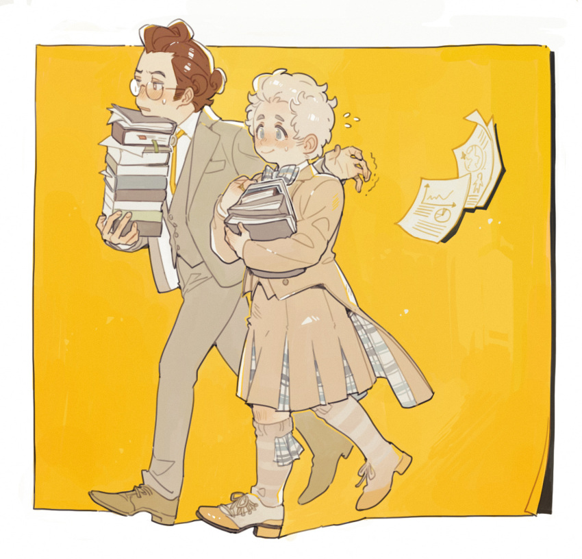 Safebooru - 2boys angel aziraphale (good omens) blue eyes book crowley ...