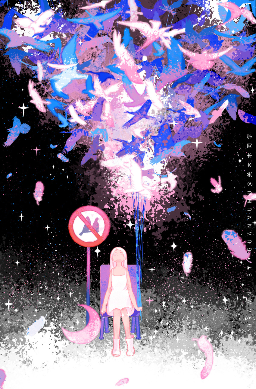 Safebooru - 1girl absurdres artist name bare arms bare legs bare shoulders bird black hair blue ...