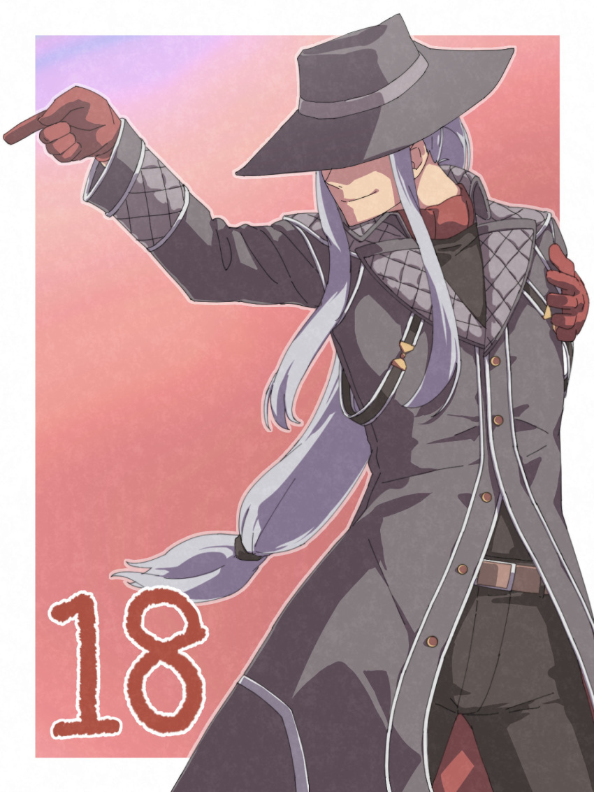 Safebooru - 1boy belt black coat black hat black pants border character request chiharu (9654784 ...