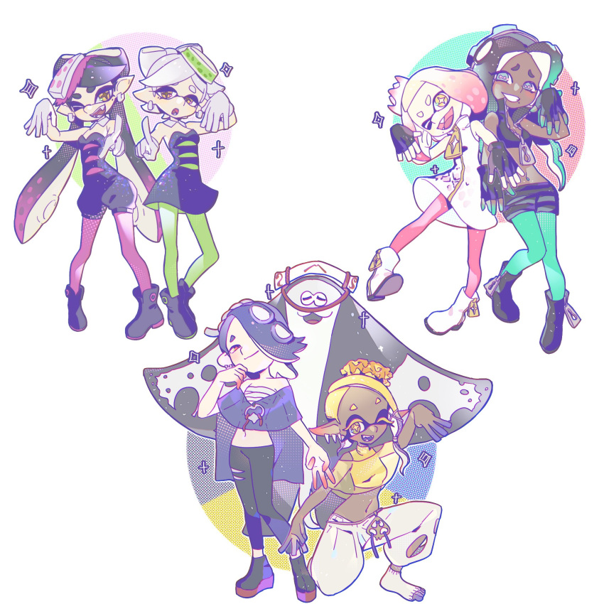 Safebooru - 1boy 6+girls ankle boots aqua eyes aqua hair big man ...