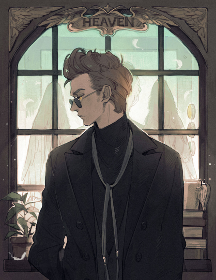 Safebooru - 2boys angel aziraphale (good omens) crowley (good omens ...