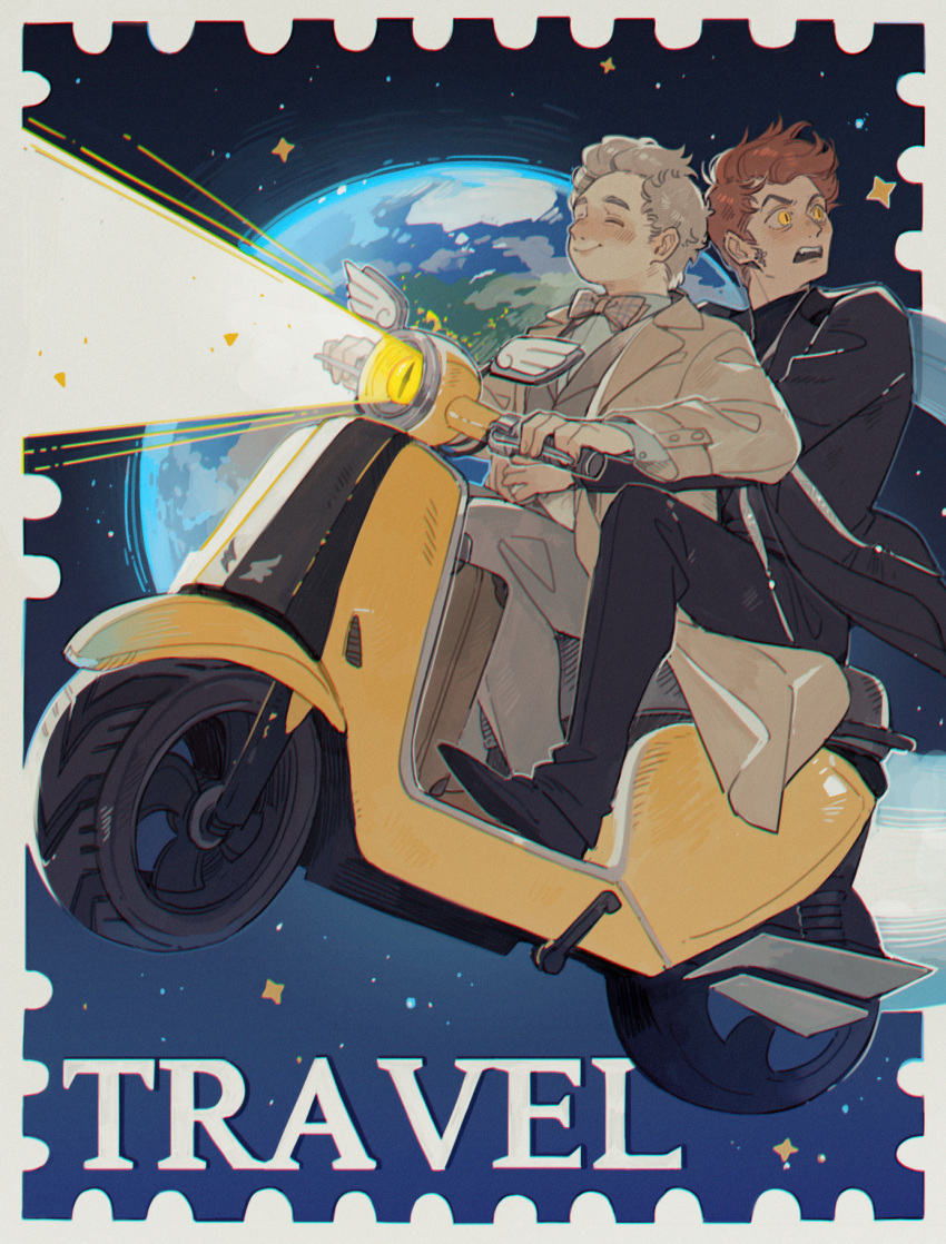 Safebooru - 2boys angel aziraphale (good omens) crowley (good omens ...