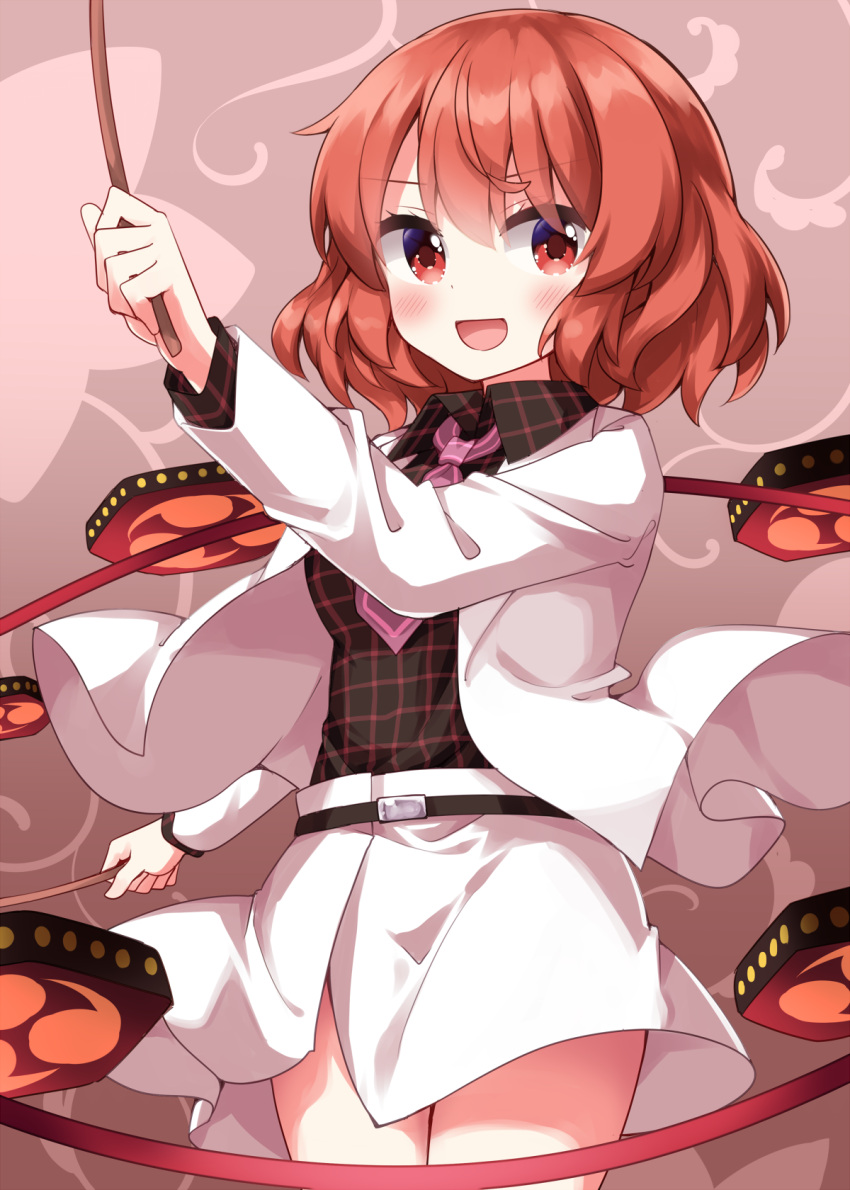 Safebooru - 1girl :d bare legs belt black belt black shirt blush breasts collared shirt ...