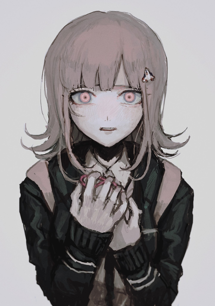 Safebooru - 1girl black jacket blush brown hair collared shirt ...