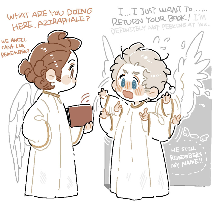 Safebooru - 2boys angel aziraphale (good omens) blue eyes crowley (good ...