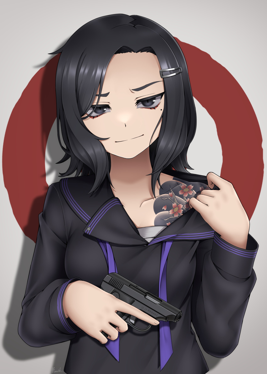 Safebooru - 1girl absurdres black eyes black hair black sailor collar ...