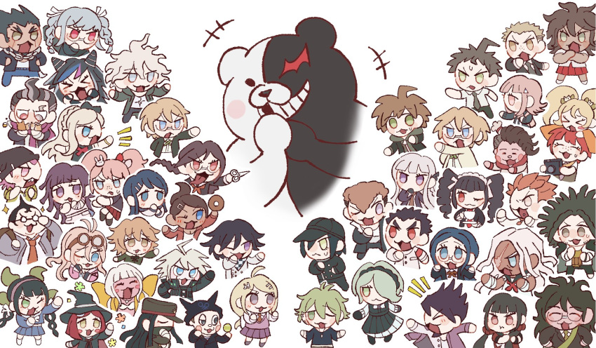 Safebooru - 30en (esx5g) 6+boys 6+girls :d ahoge akamatsu kaede alternate hair ornament amami ...