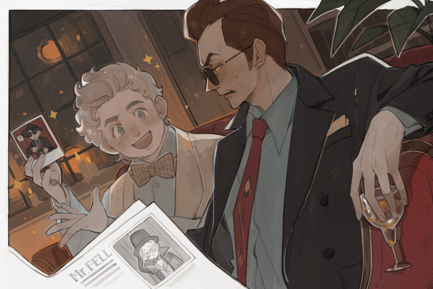 Safebooru - 2boys angel aziraphale (good omens) crowley (good omens ...