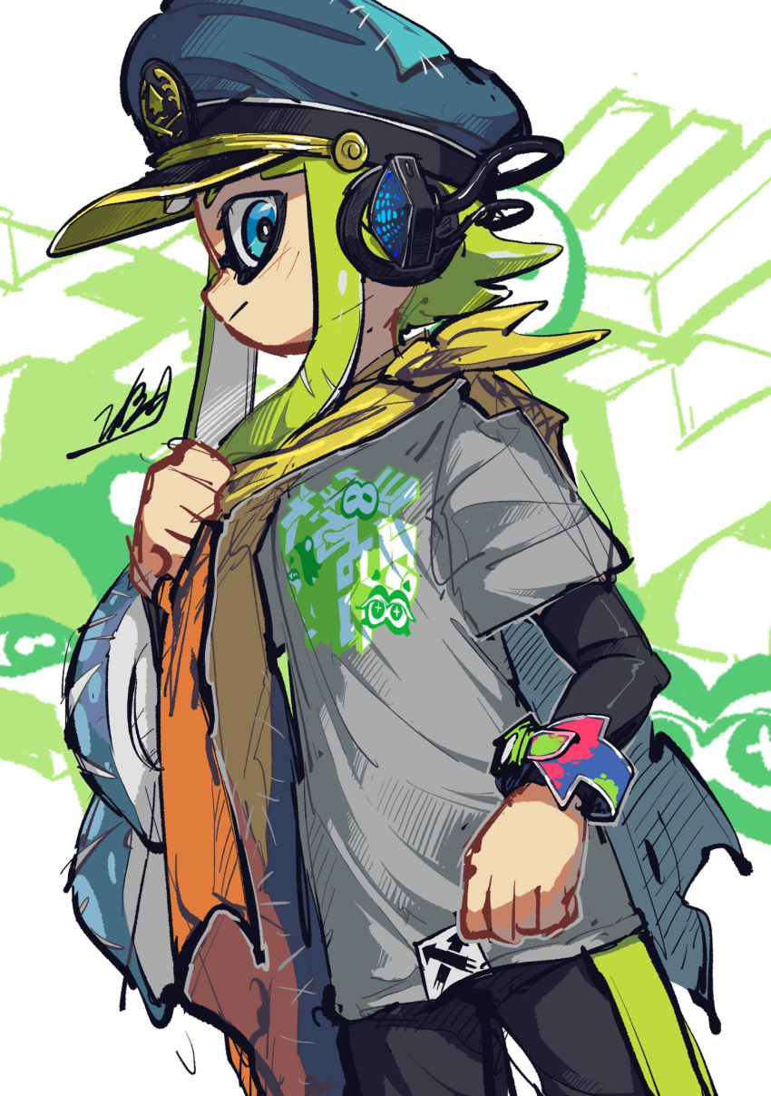 Safebooru - 1girl agent 3 (splatoon) alternate costume behind-the-head ...
