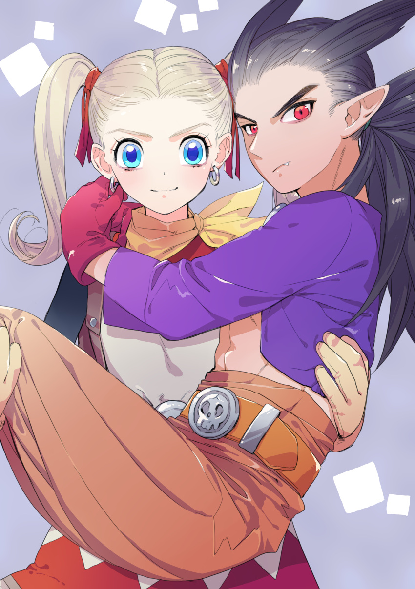 Safebooru - 1boy 1girl absurdres akamaki antenna hair backpack bag belt black sleeves blonde ...