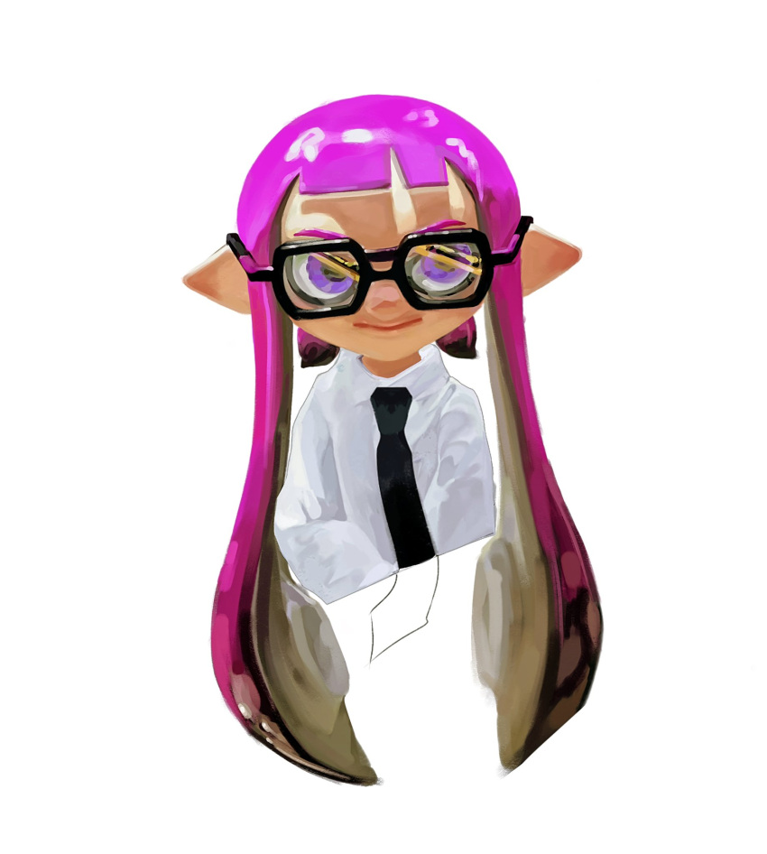 Safebooru - 1girl black-framed eyewear black necktie closed mouth ...