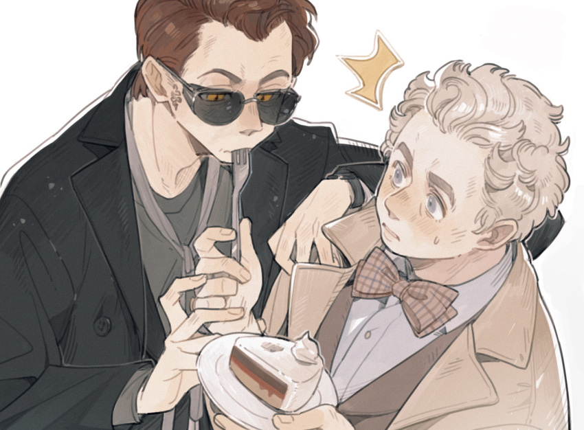 Safebooru - 2boys angel aziraphale (good omens) blue eyes crowley (good ...