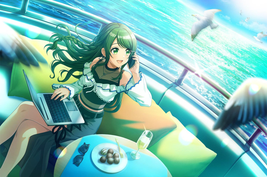Safebooru - d4dj dress green eyes green hair long hair shimizu esora | 5317240