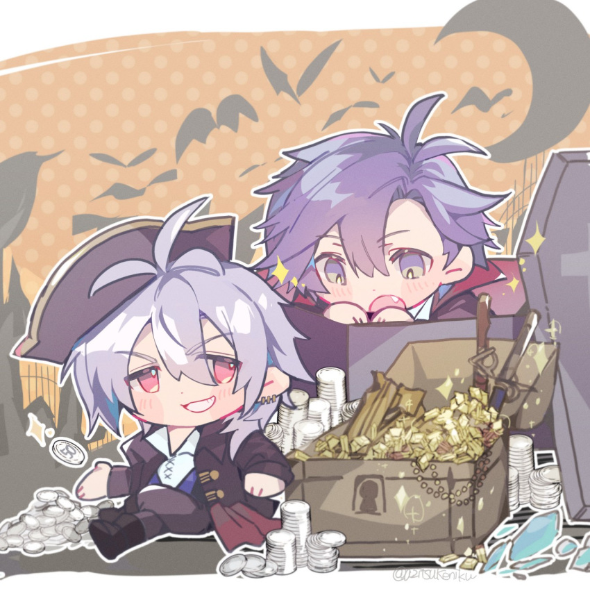 Safebooru - 2boys alternate costume azitsukeniku bat (animal) blue eyes ...