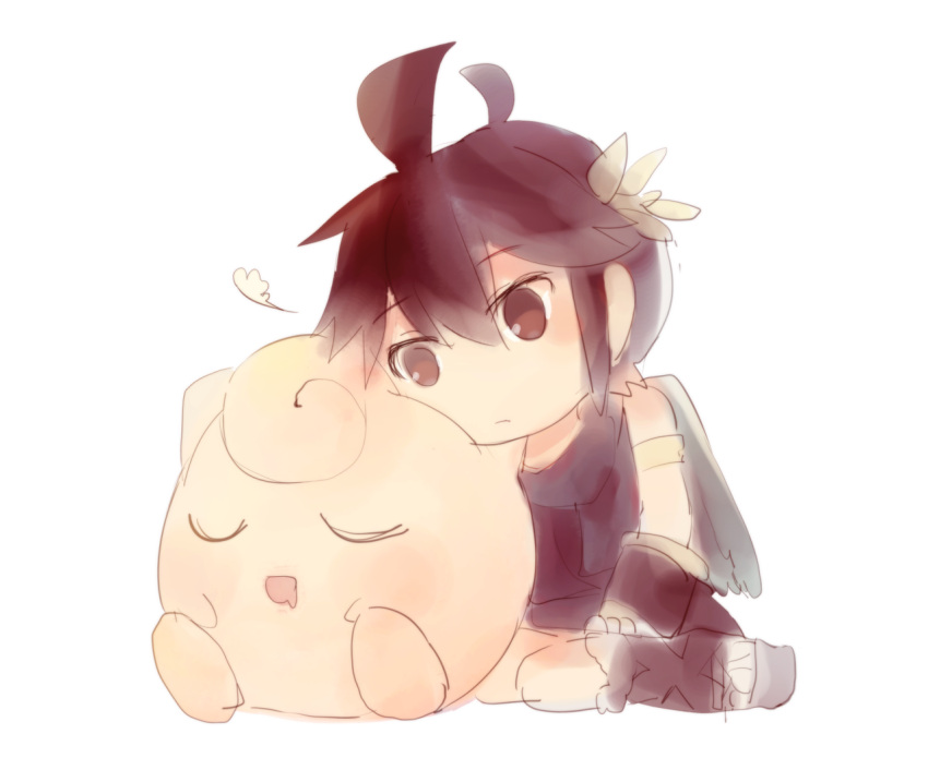 Safebooru - 1boy ahoge angel angel wings black hair chibi chibi only ...