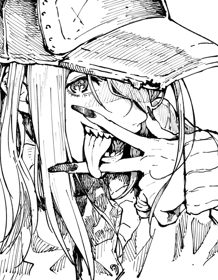 Safebooru - 1girl baseball cap chainsaw man cross-shaped pupils ...