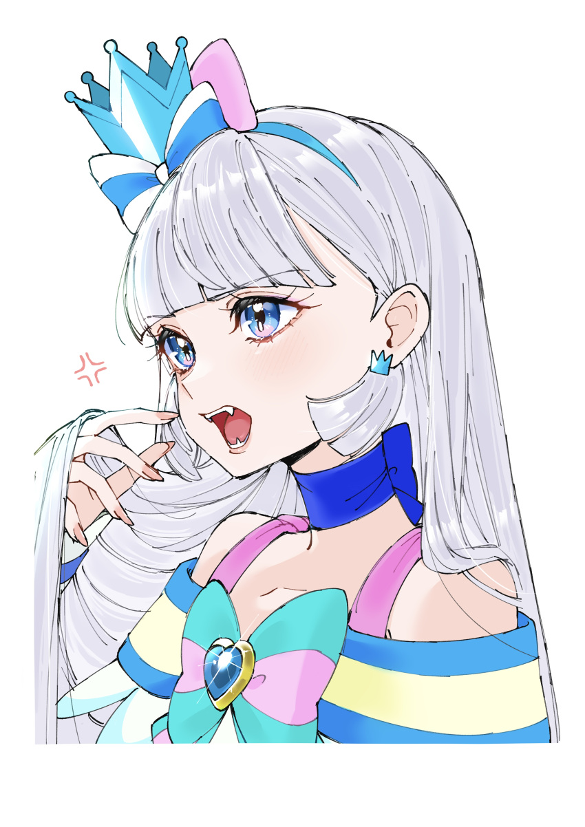 Safebooru - 1girl absurdres anger vein aqua bow aqua bowtie blue choker ...