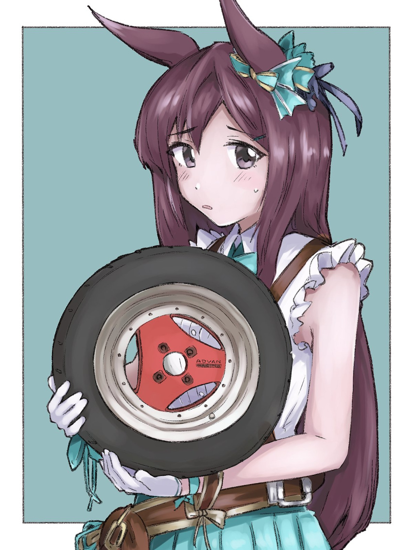 Safebooru - 1girl animal ears balladeluce belt blush brown eyes brown hair cowboy shot gloves ...