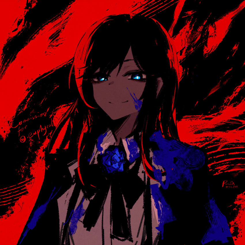 Safebooru - 1girl absurdres ado (utaite) black hair blue eyes blue ...