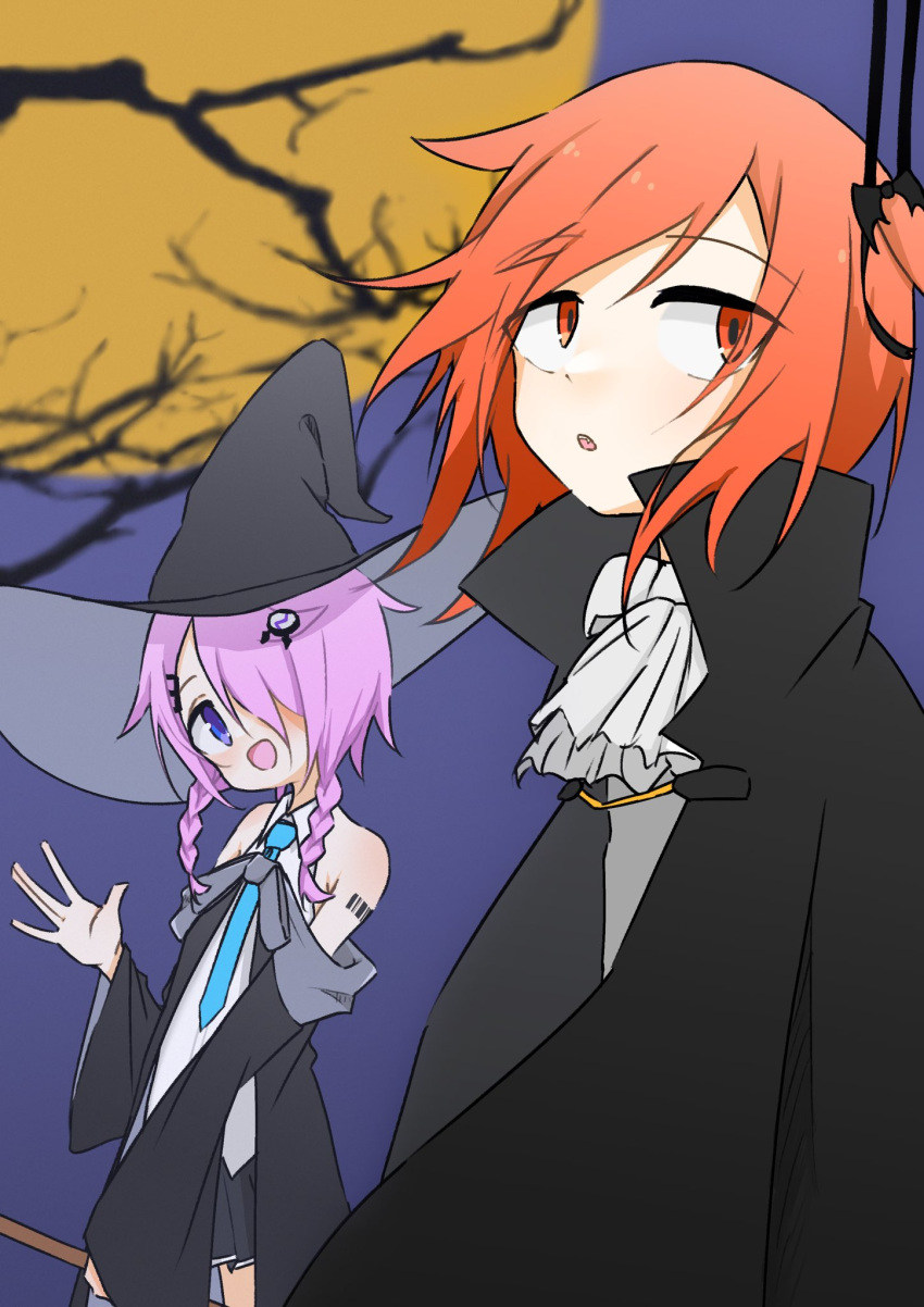 Safebooru - 2girls a.i. voice adachi rei alternate costume ascot bare shoulders bare tree black ...