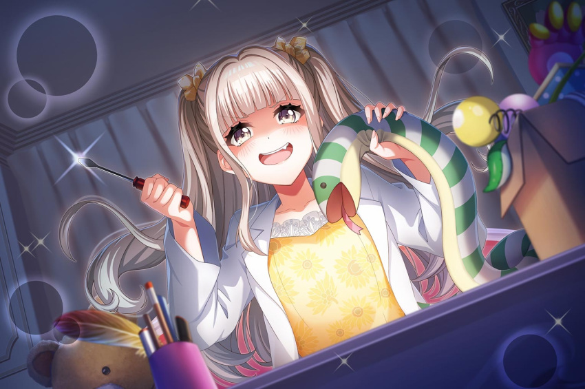 Safebooru - d4dj dress grey eyes grey hair long hair shiratori kurumi | 5316934