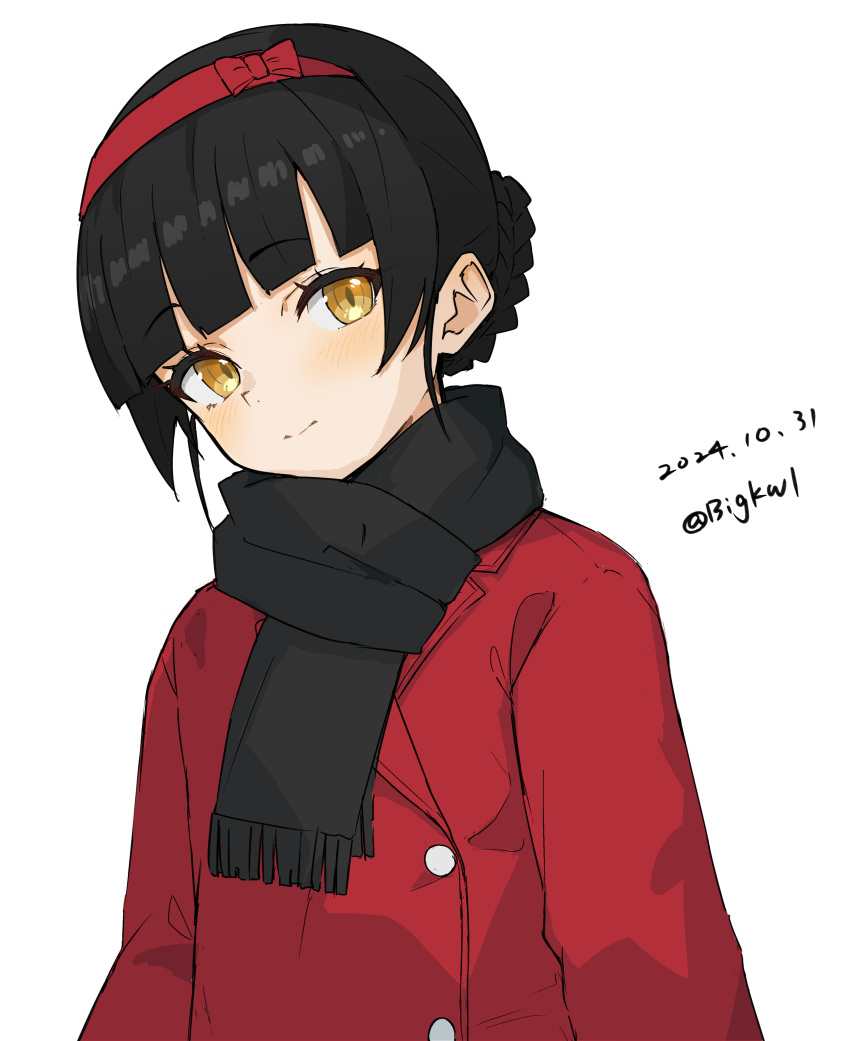 Safebooru 1girl Absurdres Bigkwl Black Hair Black Scarf Blunt Bangs 6262